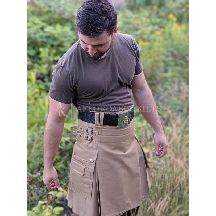 Shop Cargo Utility Kilt Tan - Affordable Kilts Clothing